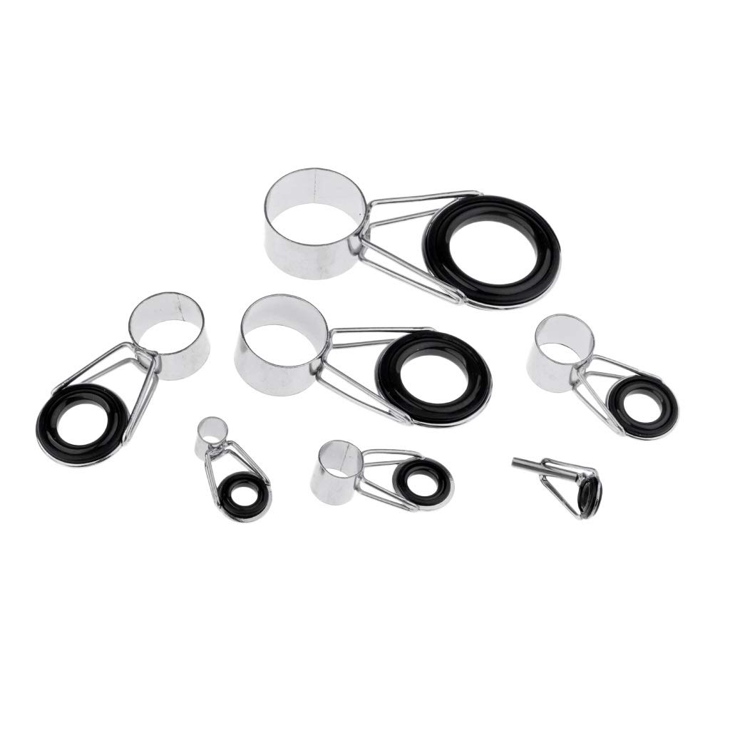 AFANGMQ 7 Pcs Fishing Rod Guide Stainless Steel Frame Ceramic Rings Telescopic Surf Casting Spinning Rod Guides Spare Tips Accessories