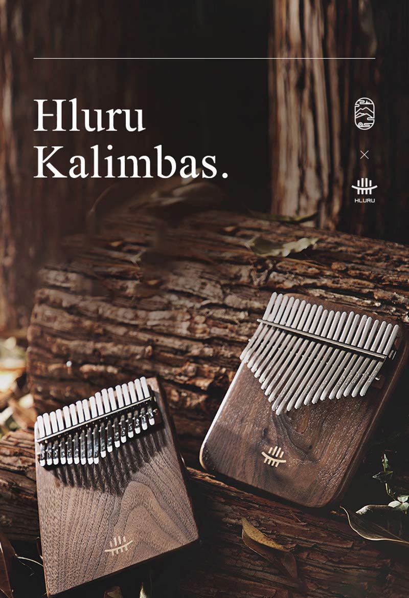 Hluru Kalimba 17 Keys | Black Walnut Sloped Flat board Thumb Piano Instrument | Class A Calimba with Carry Box Birthday Present Gifts