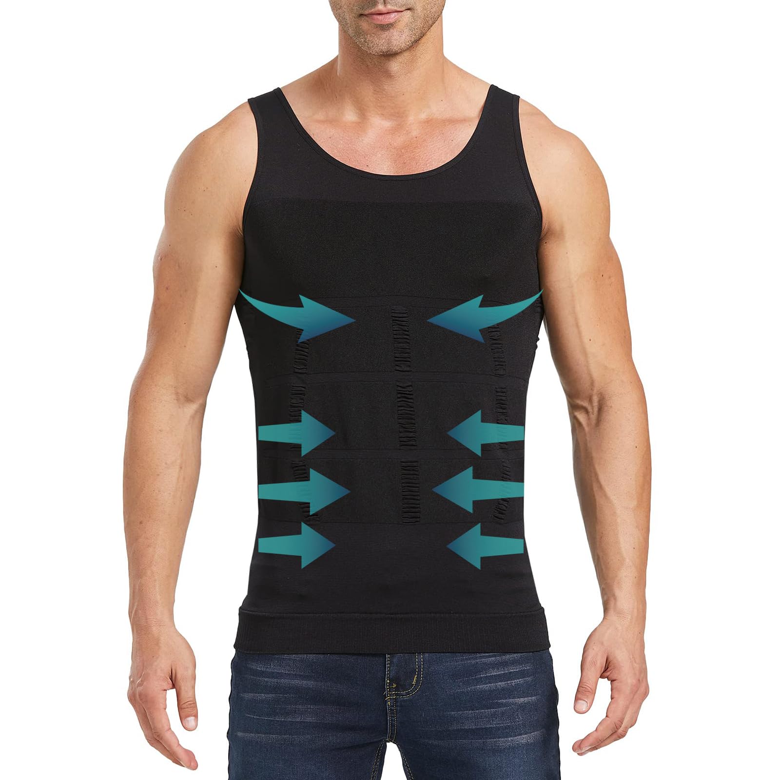 Aptoco Compression Shirts for Men,3 Pack Sleeveless Undershirt Body Shaper Vest Tank Top Mens Gynecomastia