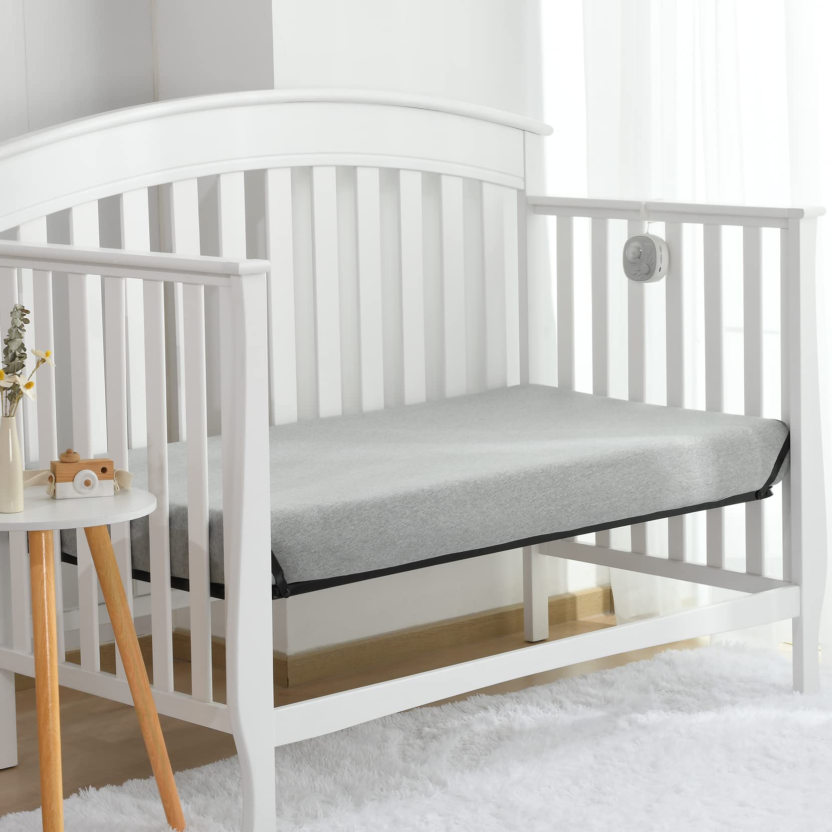 Babelio Fitted Crib Sheets for Standard Crib and Toldder Mattress, 100% Cotton, Ultra Soft and Breathable, 52 x 28 x 8 inches (Pack of 1) - Gray