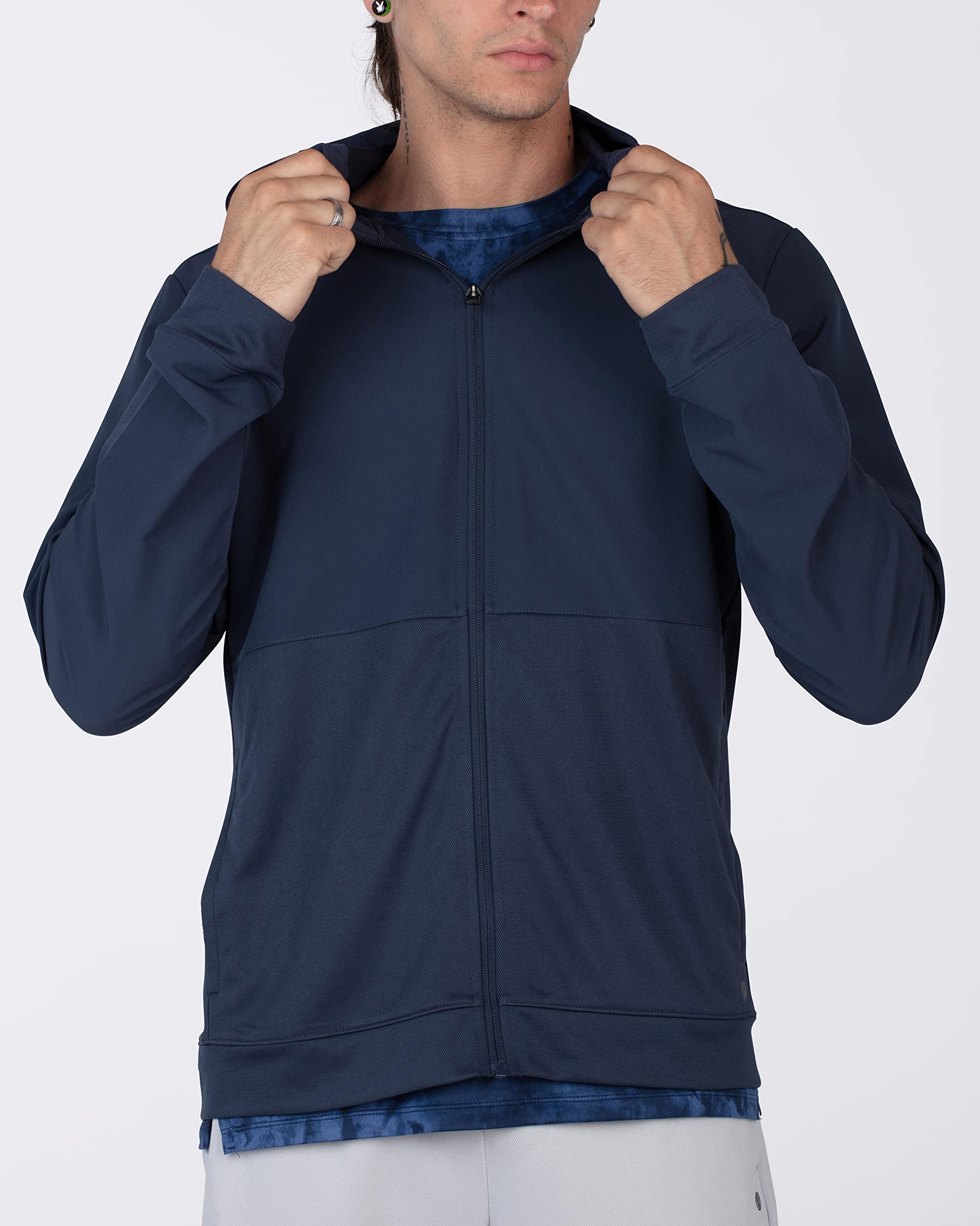Apana Mens Jacket Zip Up Yoga Workout Training Athletic Woven Lightweight Sweatshirt Windbreaker Jacket With Pockets (Skylight, X-Large)