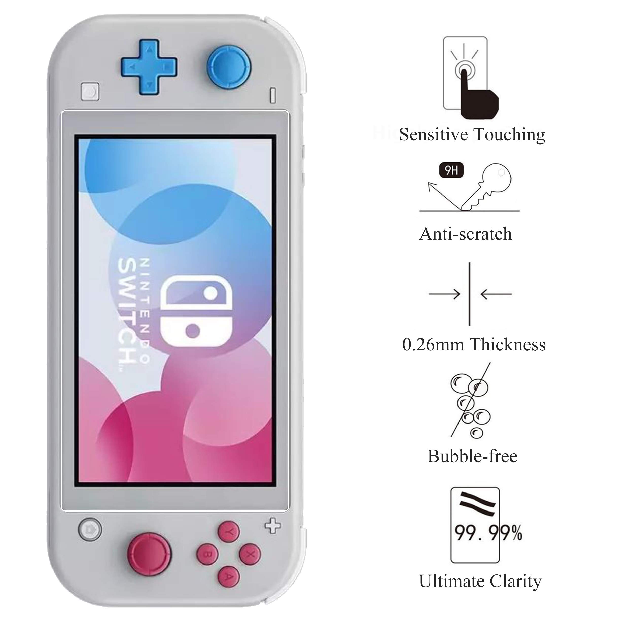 Ailun Screen Protector for Nintendo Switch lite 3Pack Tempered Glass for Nintendo Switch lite 2019 Anti Scratch