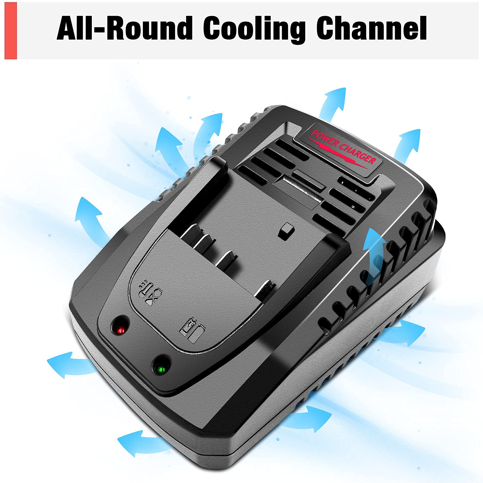 Battery Charger for Bosch 18V 14.4V Li-ion Battery, SANIKLITE Anti-Slip Design and Fast Charging Replacement Power Tools Lithium Battery Charger for Bosch BC660, GAL1860CV, AL1820CV