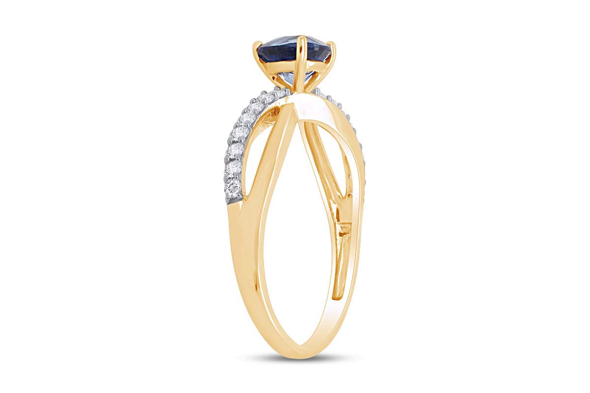 AFFY 1 1/4 Carat Simulated Tanzanite & White Sapphire Infinity Womens Ring In 14k Yellow Gold Over Sterling Silver (1.25 Cttw) Ring Size- 7