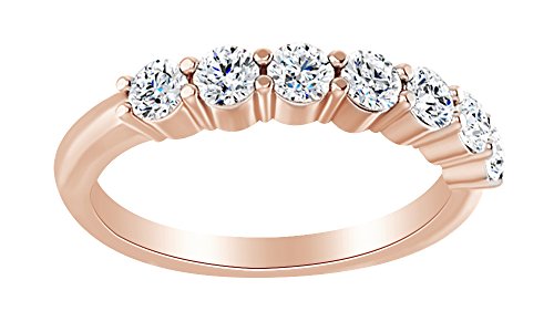 AFFY Round Shape White Diamond Engagement Wedding Ring in 14K Solid Rose Gold (0.75 Cttw),Ring Size-9