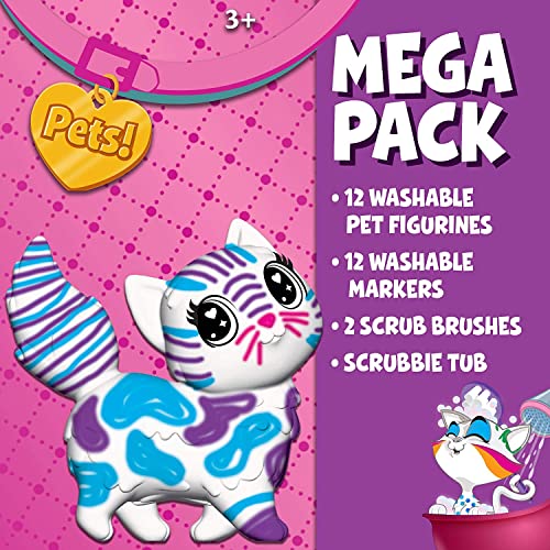 Crayola Scribble Scrubbie Pets Mega Pack (12 Pets), Reusable Pet Care Toy, Dog & Cat Toys for Kids, Holiday Gift for Girls & Boys, 3+