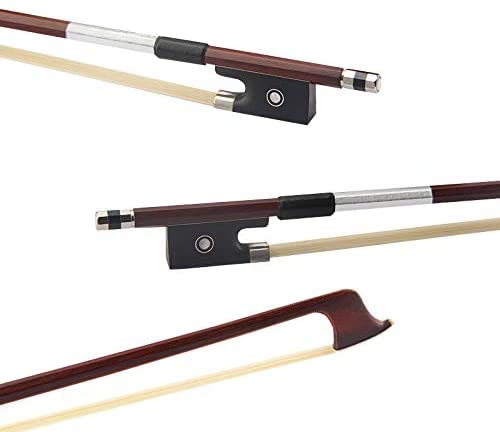 AMZZ Professional Full Size 4/4 Violin Bow Well Balanced Round Brazil Wood Stick Horsehair (4 4 Violin Bow)