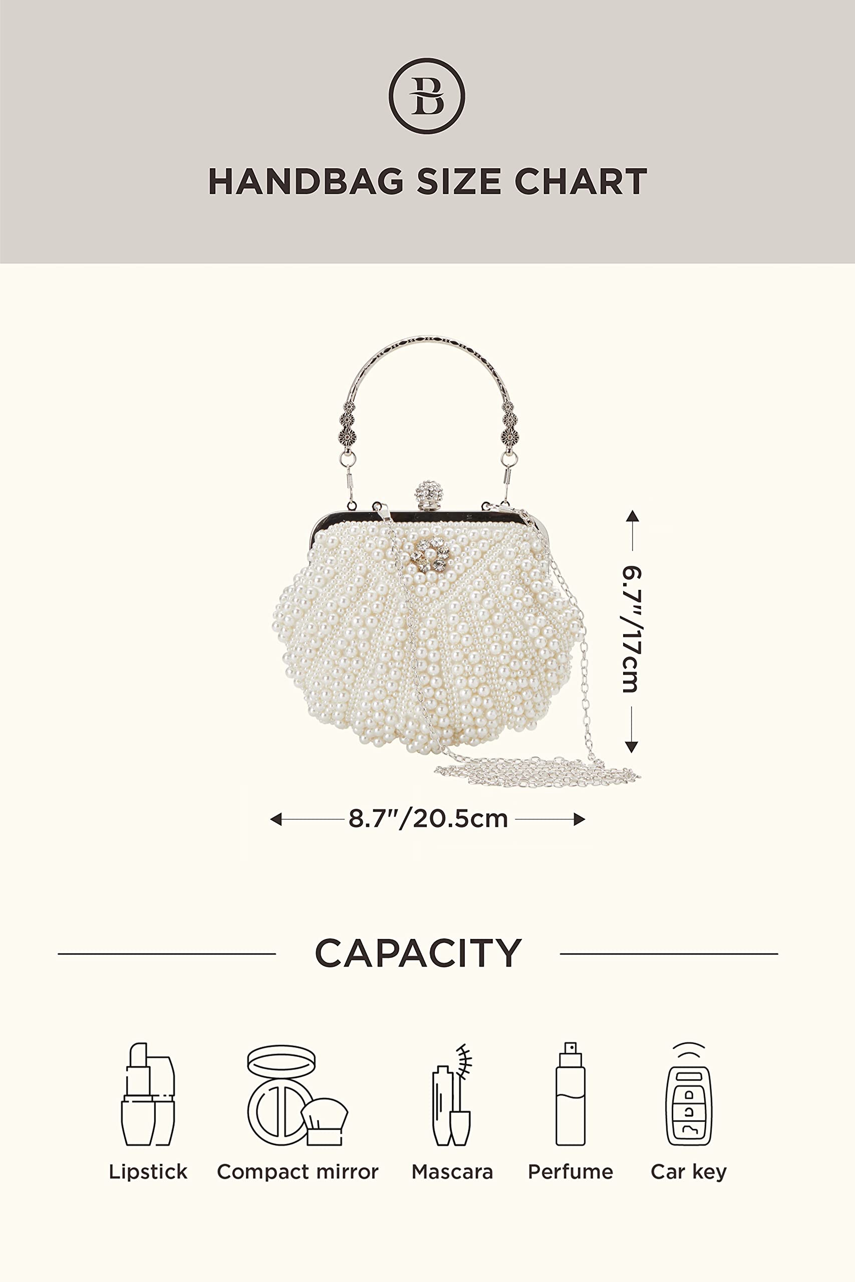 BABEYOND Women Pearl Clutch Purse - Beaded Bridal Evening Bag Formal shell shape Handbag for 1920s Party Prom Wedding