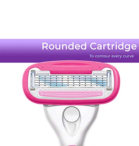 Personna Women's 5 Blade Razor System - Women's Shaving Razors - Razor Handle with 12 Replacement Cartridges Pink