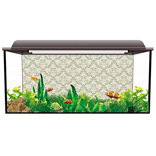 Aquarium Background Baroque Texture 18.4x30.4 inch Fish Tank Background PVC Fish Backdrop Wallpaper for Background Aquarium Rustic Style Retro Leaves Patterns