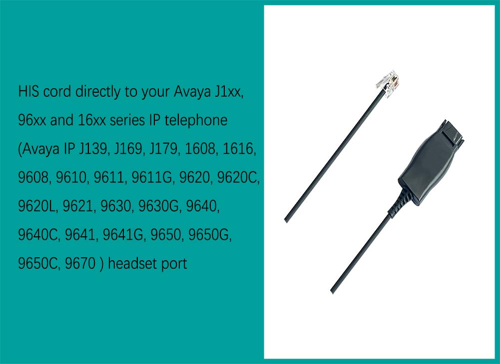 Avaya Headset HD Voice with HIS Adapter Compatible with Avaya 1600, 9600, J100 Series IP Phones Model, Plus 3.5mm Adapter (Monaural)