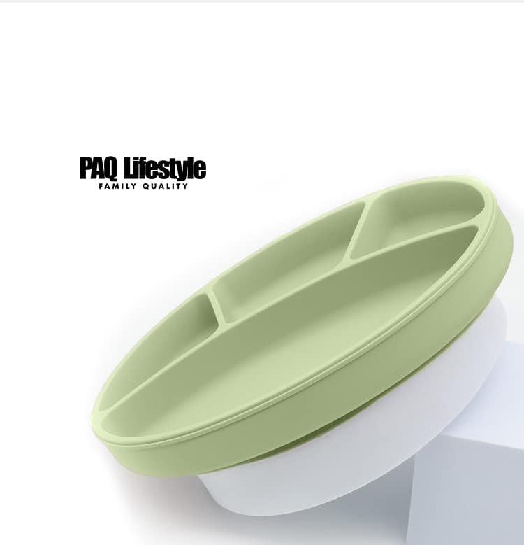 Baby & Toddler Oval Silicone suction Plate - 4 Divisions, BPA Free, PAQ Lifestyle (Rogue Pink)