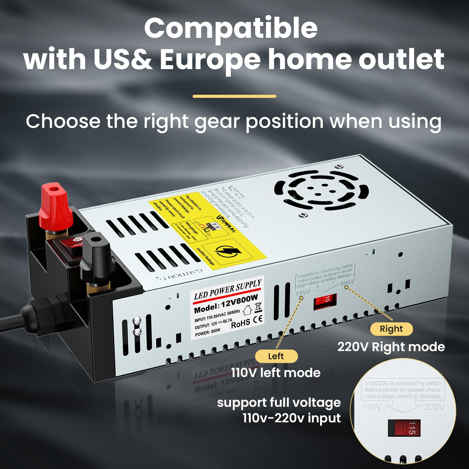 Anbull SMPS 110V AC to 12V DC Converter Power Supply Adapter Switch Transformer Max 50A 600W