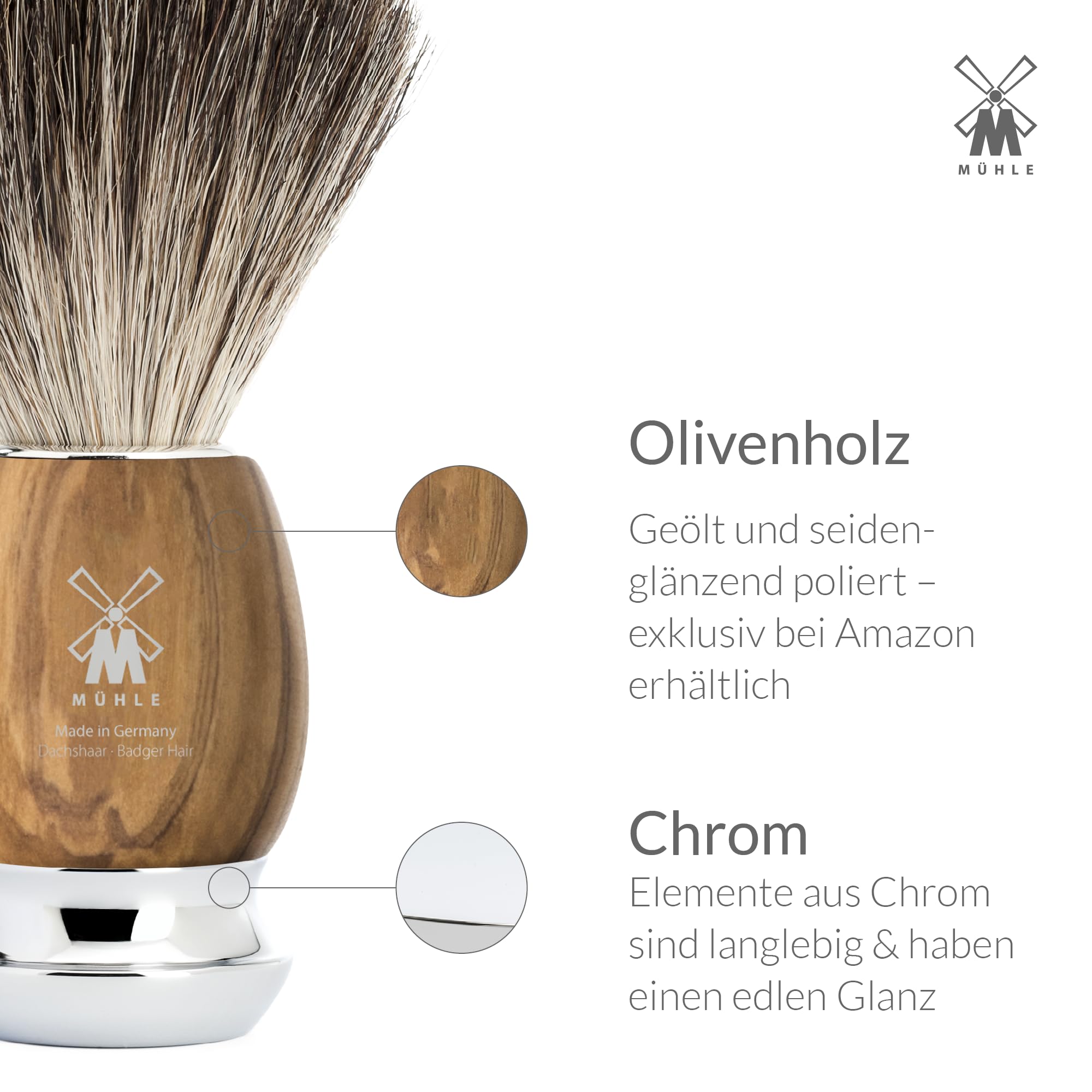 MÜHLE VIVO 4-piece Pure Badger Modern Safety Razor Luxury Wet Shaving Set - Perfect for Every Day Use, Barbershop Quality Close Smooth Shave