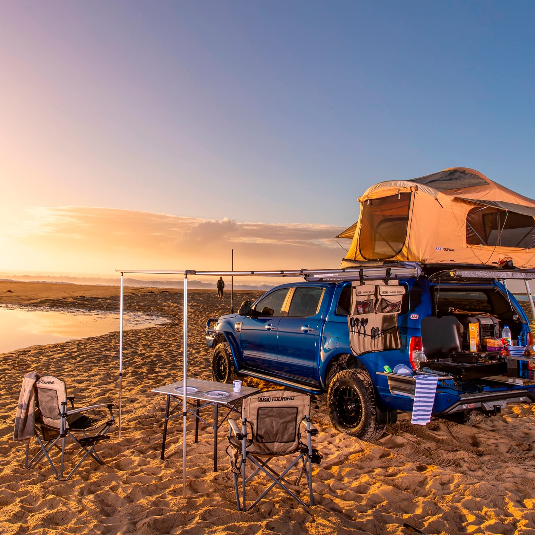 ARB 4x4 Accessories 814410 Rooftop Retractable Awning with Led Light Strip Included 2500x2500mm 8.2 Feet, Ideal for Camping, Roadtrips, Outdoor Trips, Travel, Teardrop, RV, Camper, 4x4 and SUV