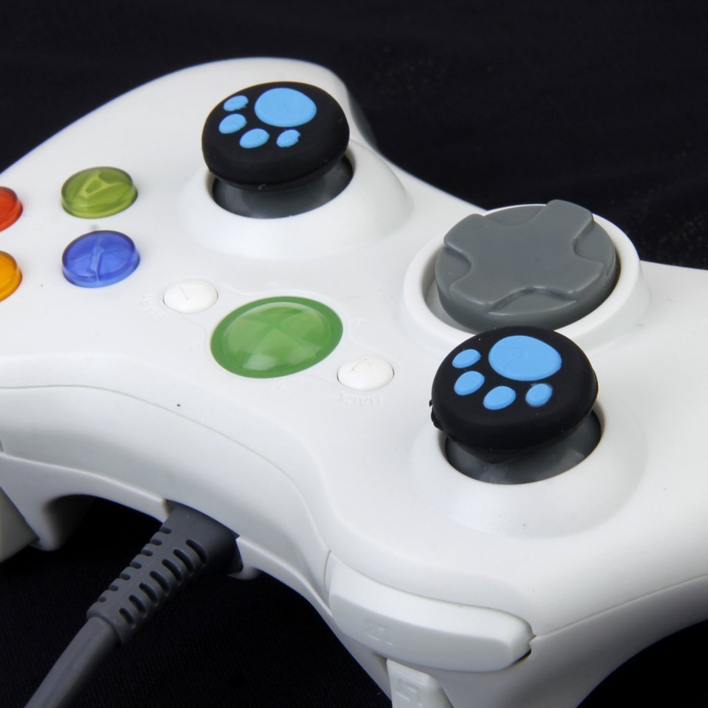 Analog Silicone Thumb Stick Grips Cap Joystick ThumbSticks Caps Cover for PS4 PS3 Xbox One Xbox 360 PS2 Game Controllers (4 x Blue Cat Dog Paw)