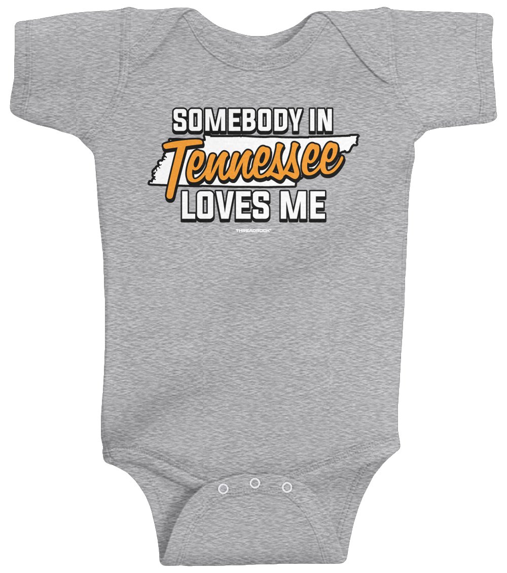Threadrock Unisex Baby Somebody in Tennessee Loves Me Bodysuit 6M Sport Gray