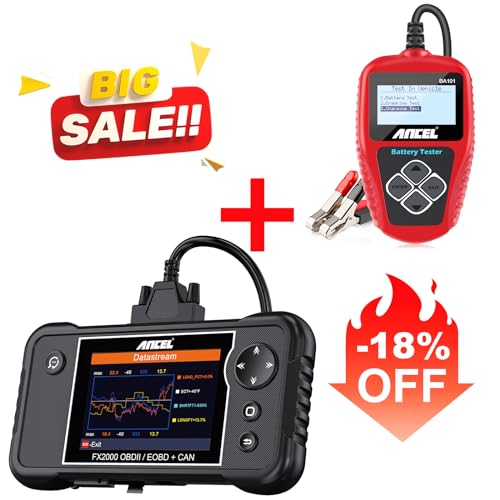 ANCEL ANCEL FX2000 Automotive OBD2 Scanner Diagnostic Tool with BA101 Professional 12V 100-2000 CCA 220AH Automotive Load Battery Tester