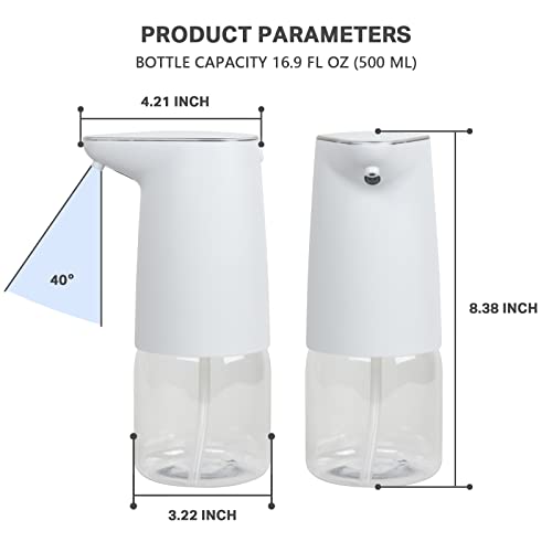 Automatic Soap Dispenser 16.9 oz/500 ml Touchless Hand Free Soap Dispenser with 2 Adjustable Level and Infrared Motion Sensor for Bathroom Kitchen, Home Office, Hotel and Outdoor
