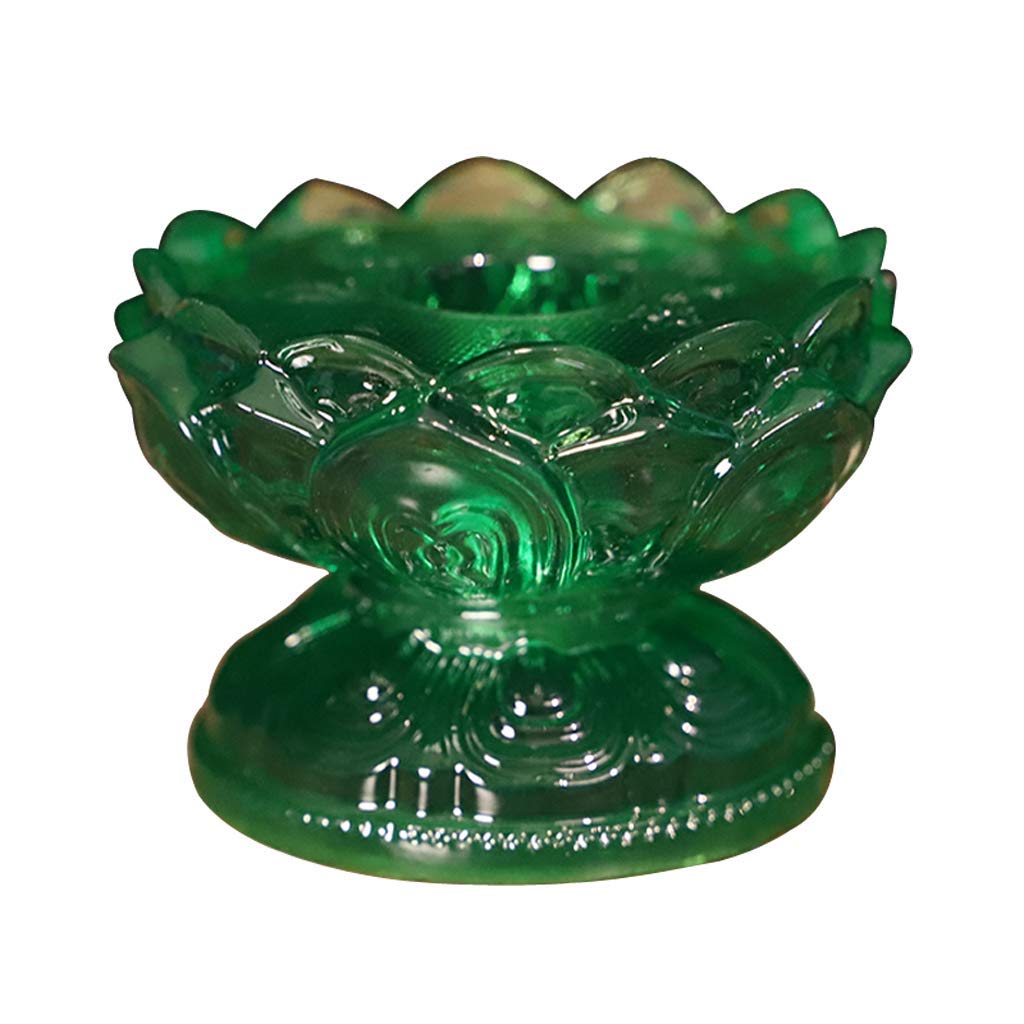 Hand Held Prayer Wheel Holder/Resin Lotus Shaped Hand Held Prayer Wheel Base Display Stand - Tibet Tibetan Buddhism Buddha Prayer Wheel Display Stand(NO Prayer Wheel) (Green)