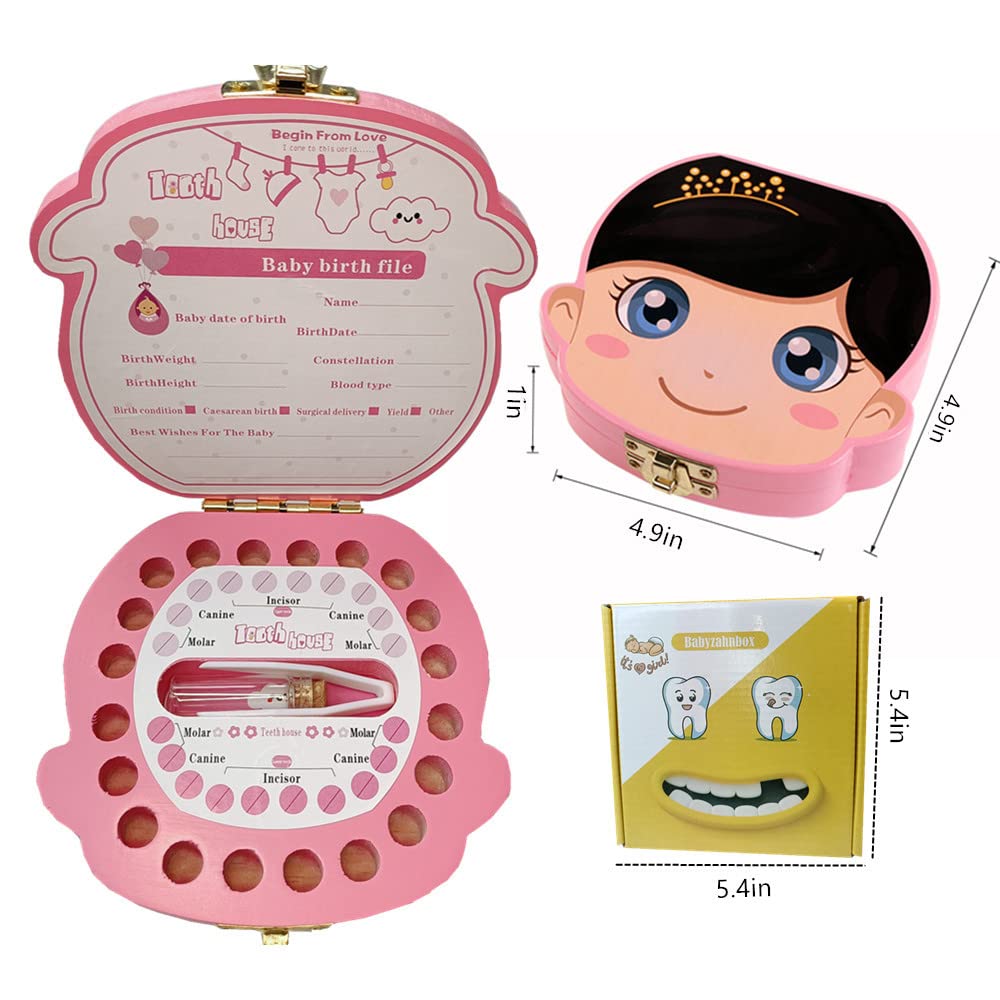 Baby Tooth Keepsake Box,Tooth Fairy Box,Wooden Tooth Box ,Baby Keepsake Storage Box,Tooth Saver,Tooth Holder for Kids Teeth,Tooth Boxes for Lost Teeth for Kids,Newborn Baby Birthday and Shower Gift
