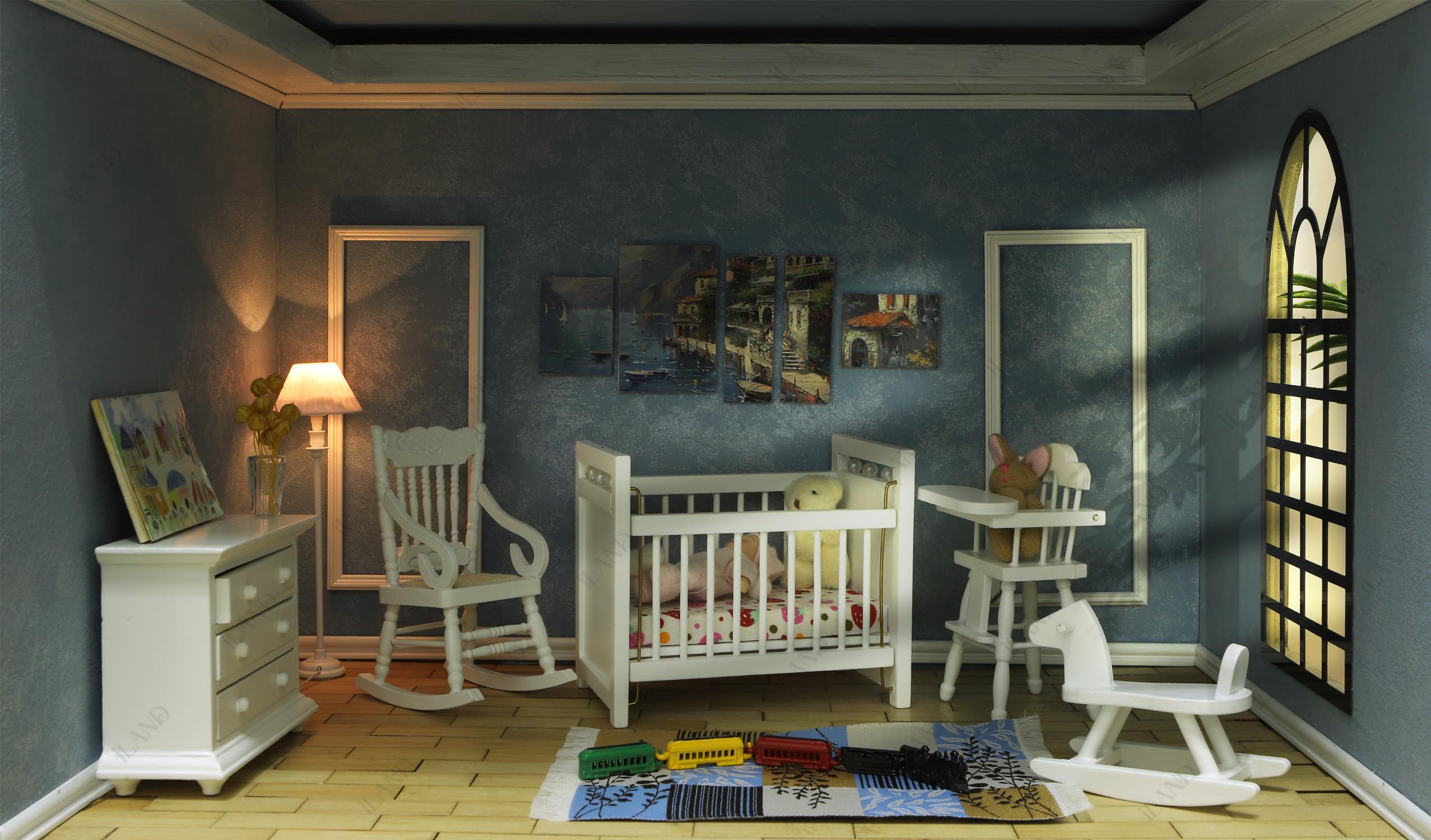 iLAND Miniature Dollhouse Furniture and Accessories for Dollhouse Nursery on 1/12 Scale (Lovely 14pcs)