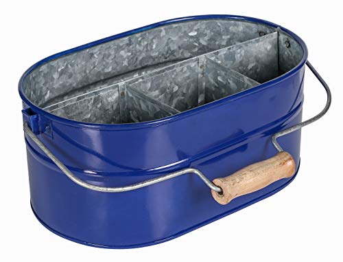 Alpha Living Home Utensil Caddy, Silverware Caddy Party, Silverware Caddy, Picnic Caddy, Flatware Caddy, Paper Plate Caddy, Galvanized Utensil Caddy, Metal Caddy, Outdoor Utensil Caddy - Slaty Grey