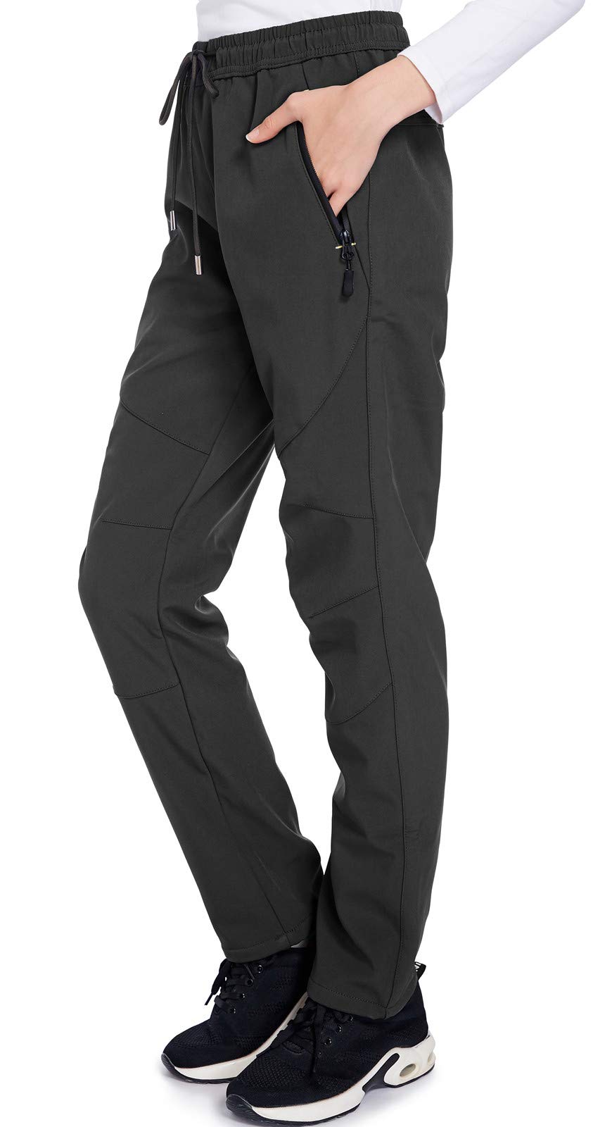 Apotemis Womens Snow Ski Pants Waterproof Windproof Fleece Lined Warm Hiking Insulated Pants Black M