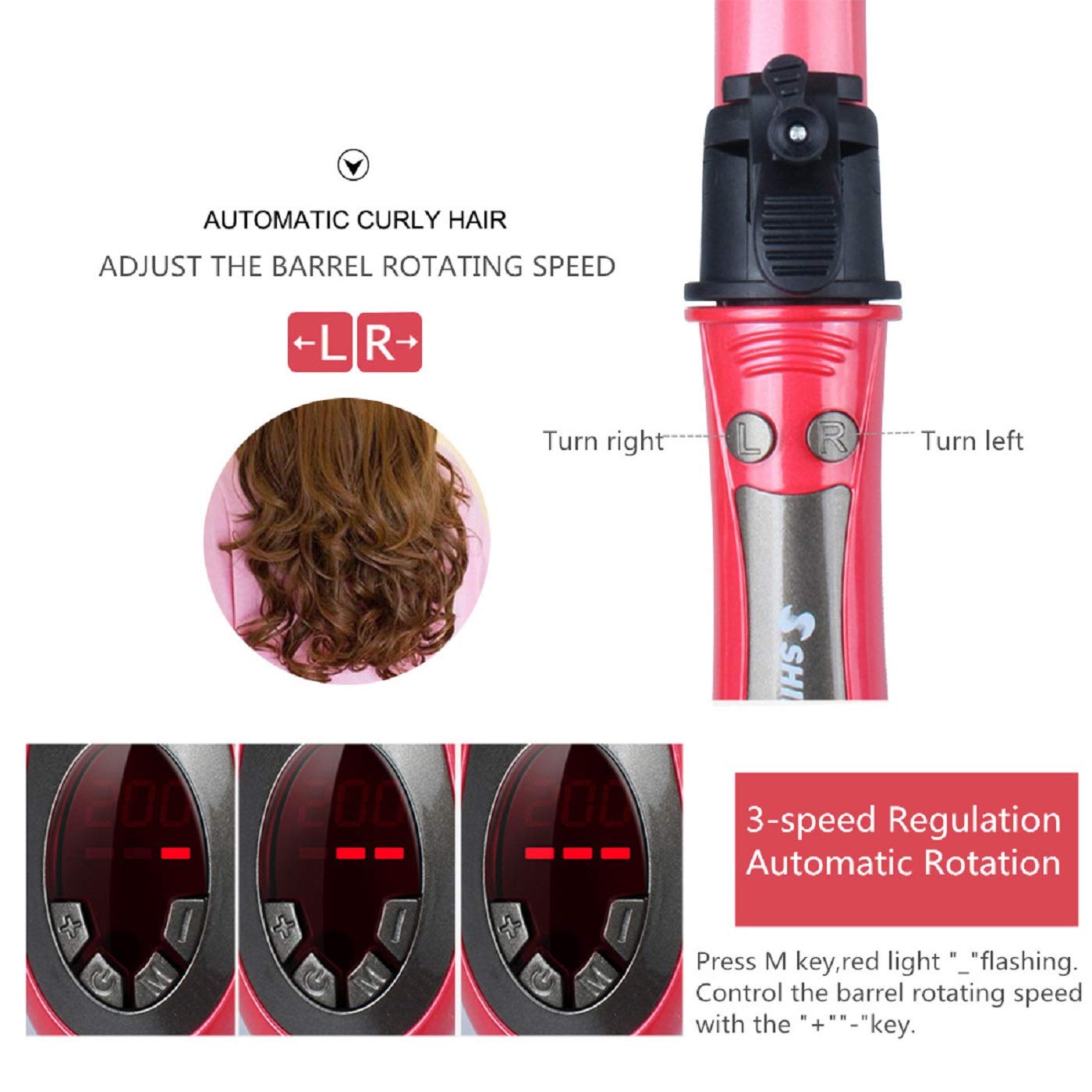 Automatic Hair Curling Iron 2 in 1 Hair Straightener Curler 1 to 1.2 Inch Spinning Hair Wand with Automatic Rotation for All Hiar Type Ceramic Flat Iron Auto Rotating Spiral(for Long Hair ONLY)