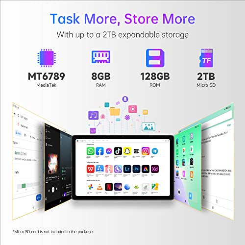 ALLDOCUBE 2K Tablet Android 12 iPlay 50 Pro 10.4'' Tablet, 8GB+128GB Storage, 4G LTE& 2.4/5GHz WiFi, Octa-Core CPU, 5MP+8MP Camera, 2000x1200 Screen Resolution, BT5.2, GPS (2TB Expand)