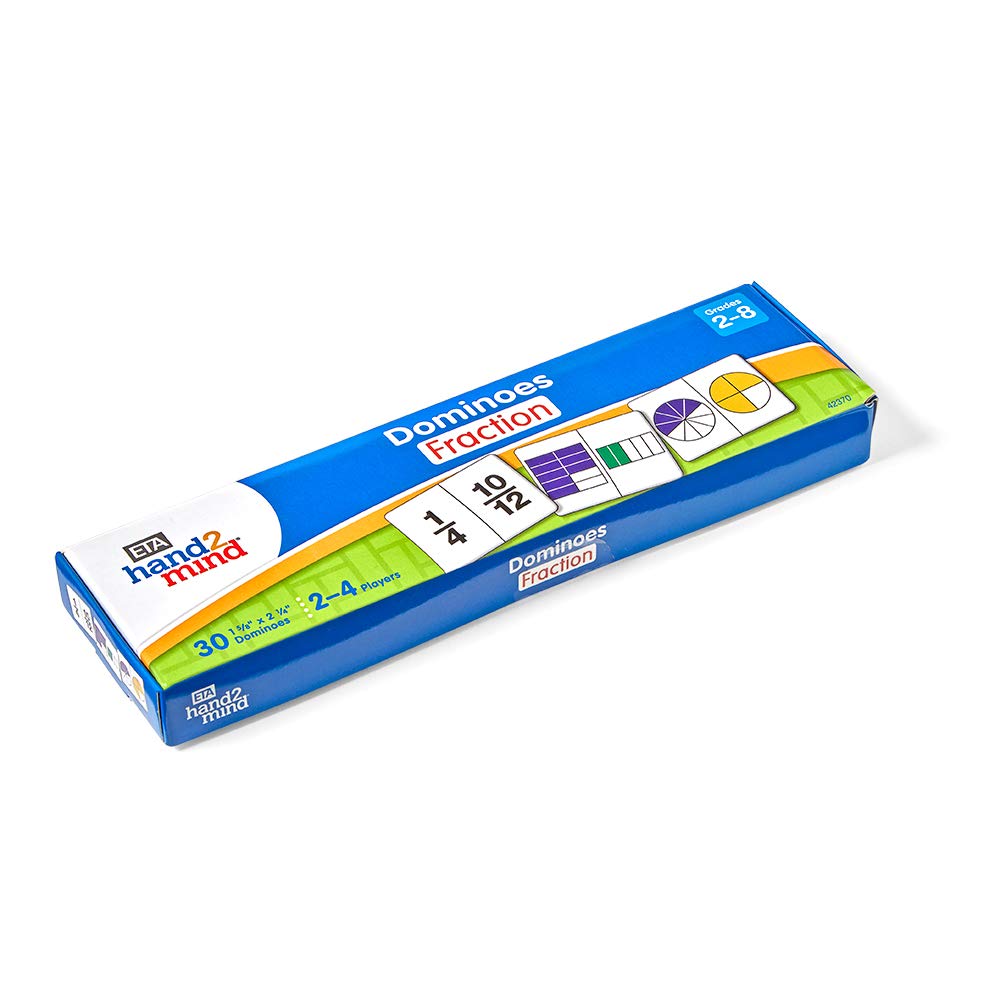hand2mind Fraction Dominoes Set, Fraction Manipulatives for Elementary School, Dominoes Fraction Games, Middle School Math Games, Montessori Math Manipulatives, Classroom Dominoes Set (Set of 30)