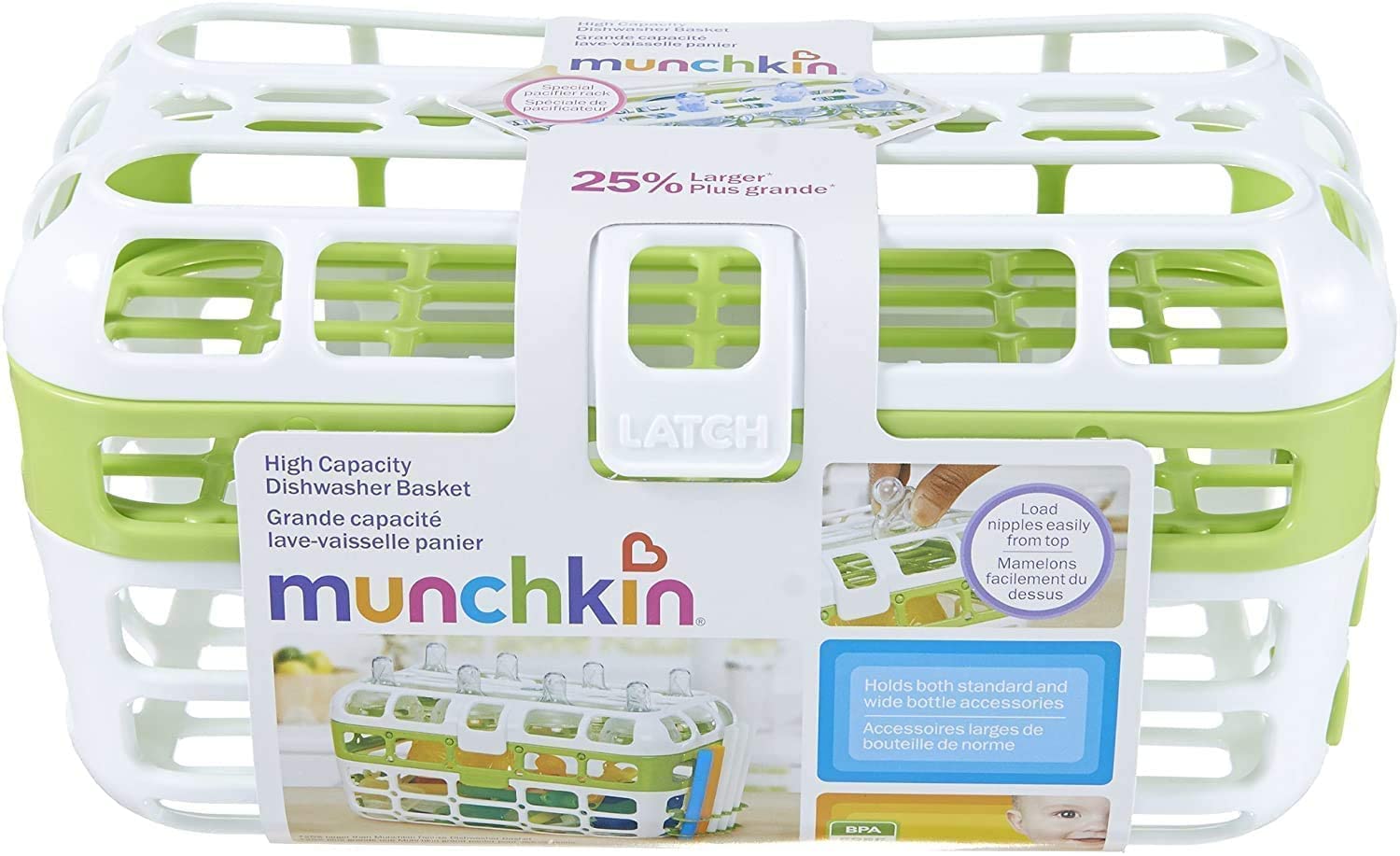 Munchkin High Capacity Dishwasher Basket, Colors May Vary