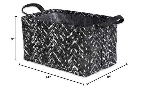 DII Collapsible Waterproof Chevron Laundry Bins, Medium Rectangle, Black/White, 2 Piece