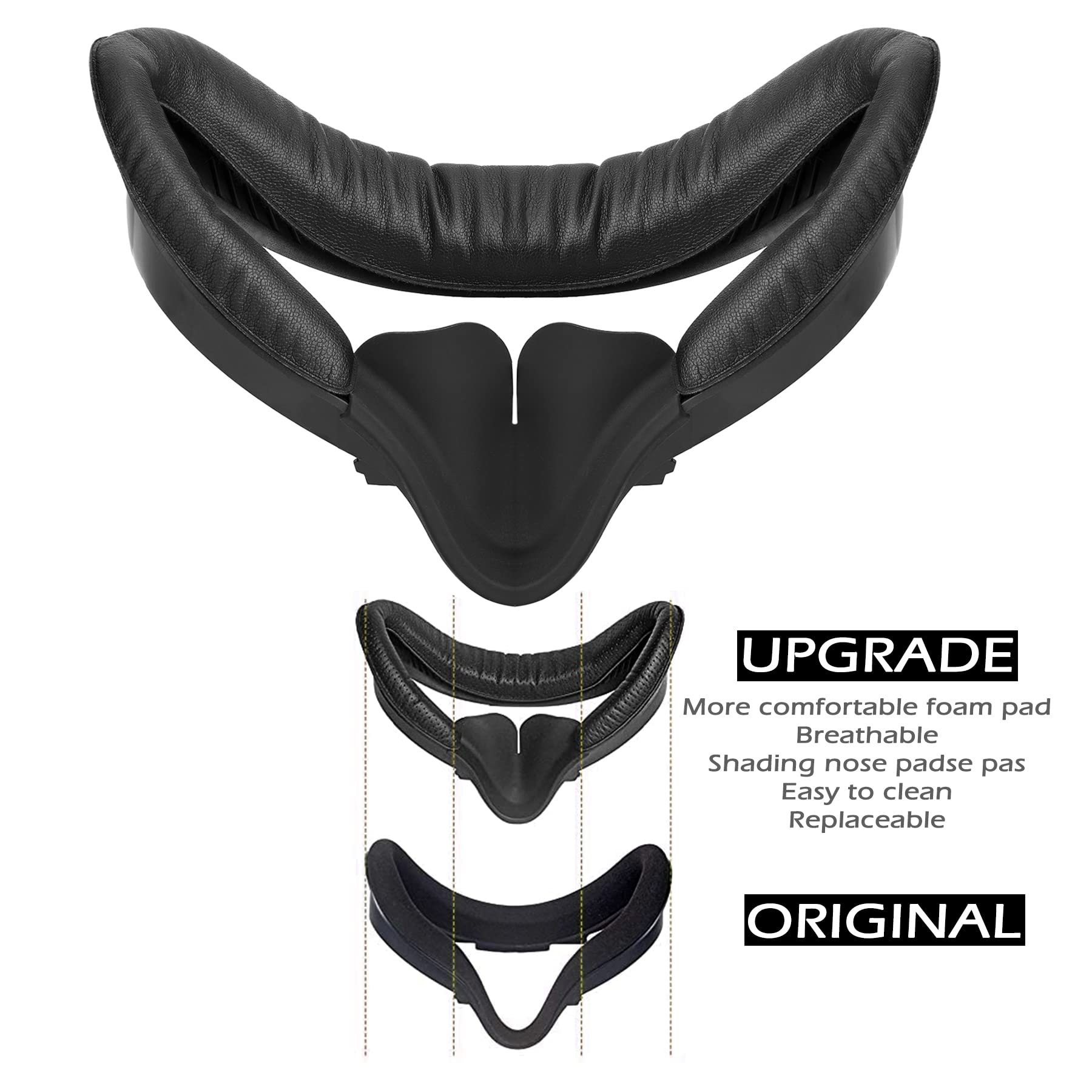 Gorliskl Facial Interface for Oculus Quest 2 ,Resilient VR Facial Vent Soft Interface Bracket &Anti-Leakage Light PU Leather Foam Face Cover Replacement Pad(Widened Version) Upgrade Accessories