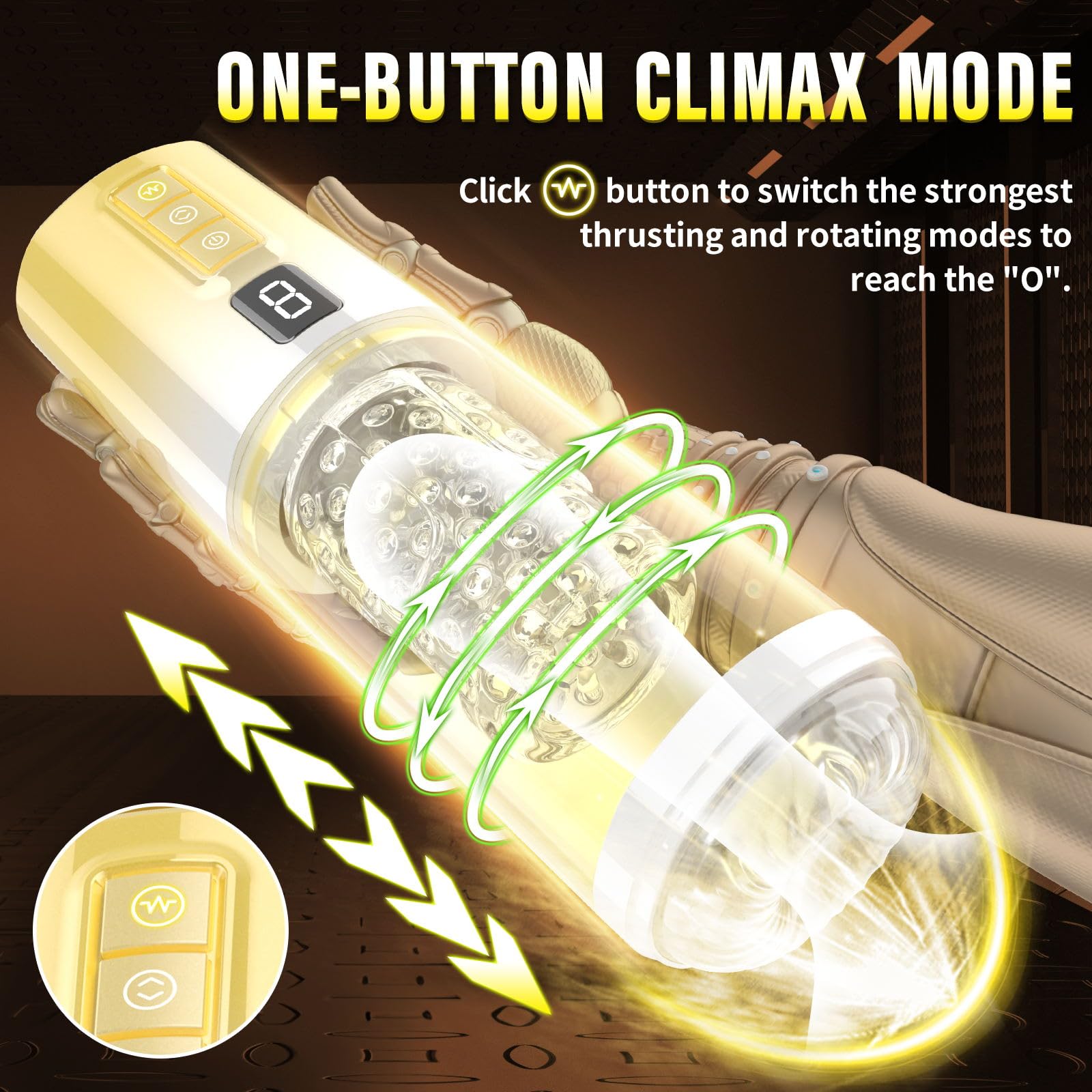 Automatic Penis Pump Male Sex Toy with 9 Thrusting & Rotating Modes, 3D Realistic Textured Pocket Pussy Male Stroker for Men