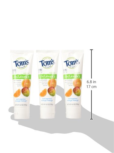 Tom's of Maine Anticavity Fluoride Children's Toothpaste, Kids Toothpaste, Toothpaste for Kids, Outrageous Orange-Mango, 4.2 Ounce (Pack of 3)