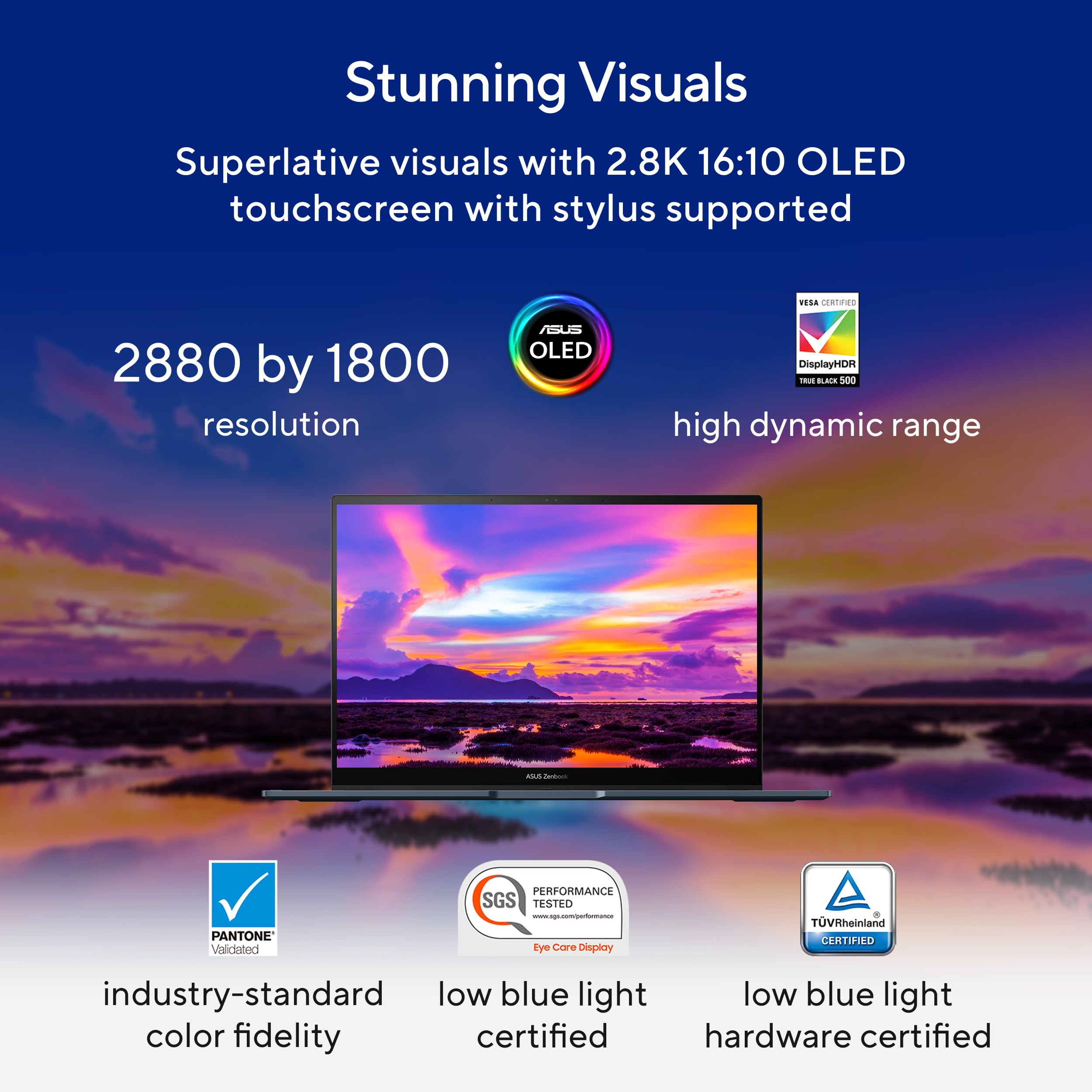 ASUS Zenbook 14 Flip OLED Laptop, 14†OLED Touch Display, Intel Evo Platform, Intel Core i7-1360P CPU, Intel Iris Xe Graphics, 16GB RAM, 1TB SSD, Windows 11 Home, Ponder Blue, UP3404VA-DS74T