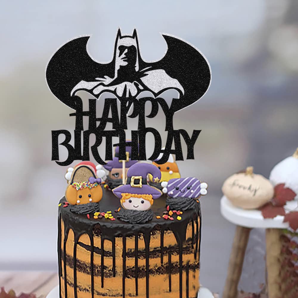 Arolykubay Bat Hero Happy Birthday Cake Topper, Kids Hero Cartoon Theme Party Cake Decoration