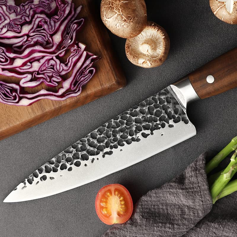 BearxBee Chef Knife Steak Knife,Comfortable Wooden Handle,High Carbon Stainless Steel 8 inch Stable Durable Knife for Kitchen,Chef,Cooking
