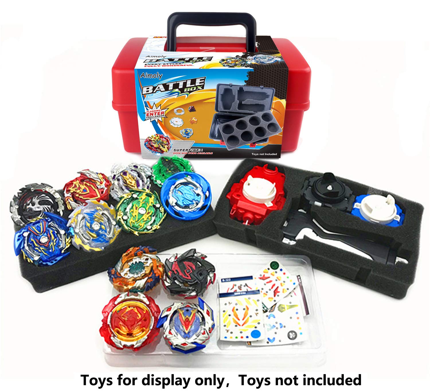 Aimoly Battle Tops Case, Storage Carrying Box Storage Box for Beyblade Burst Toys (red)