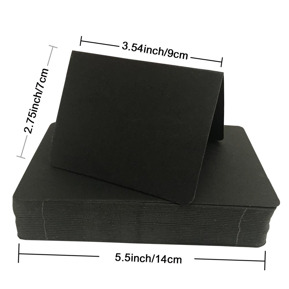 AimtoHome Paper Greeting Pack of 50 pcs Cards - Blank Tent Table Place Cards - Great for Wedding, Folded Seat Assignment Setting Label, Banquet Party Event, 3.5 x 2.7 Inch(Black)