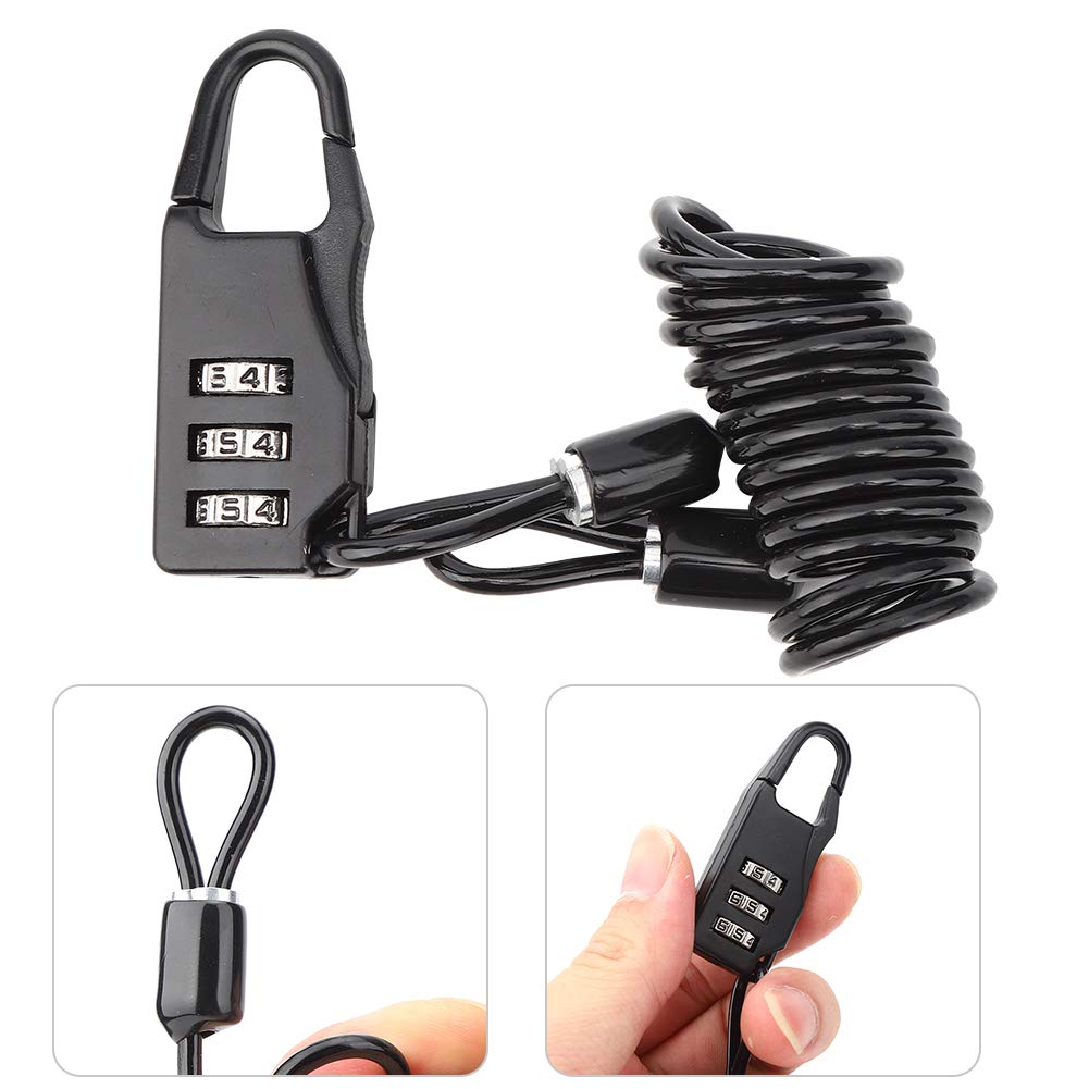Beaswhca Mountain Bike Helmet Portable Motorcycle Mountain Bike Steel Cable Three Digit Combination Lock Security Anti-Theft
