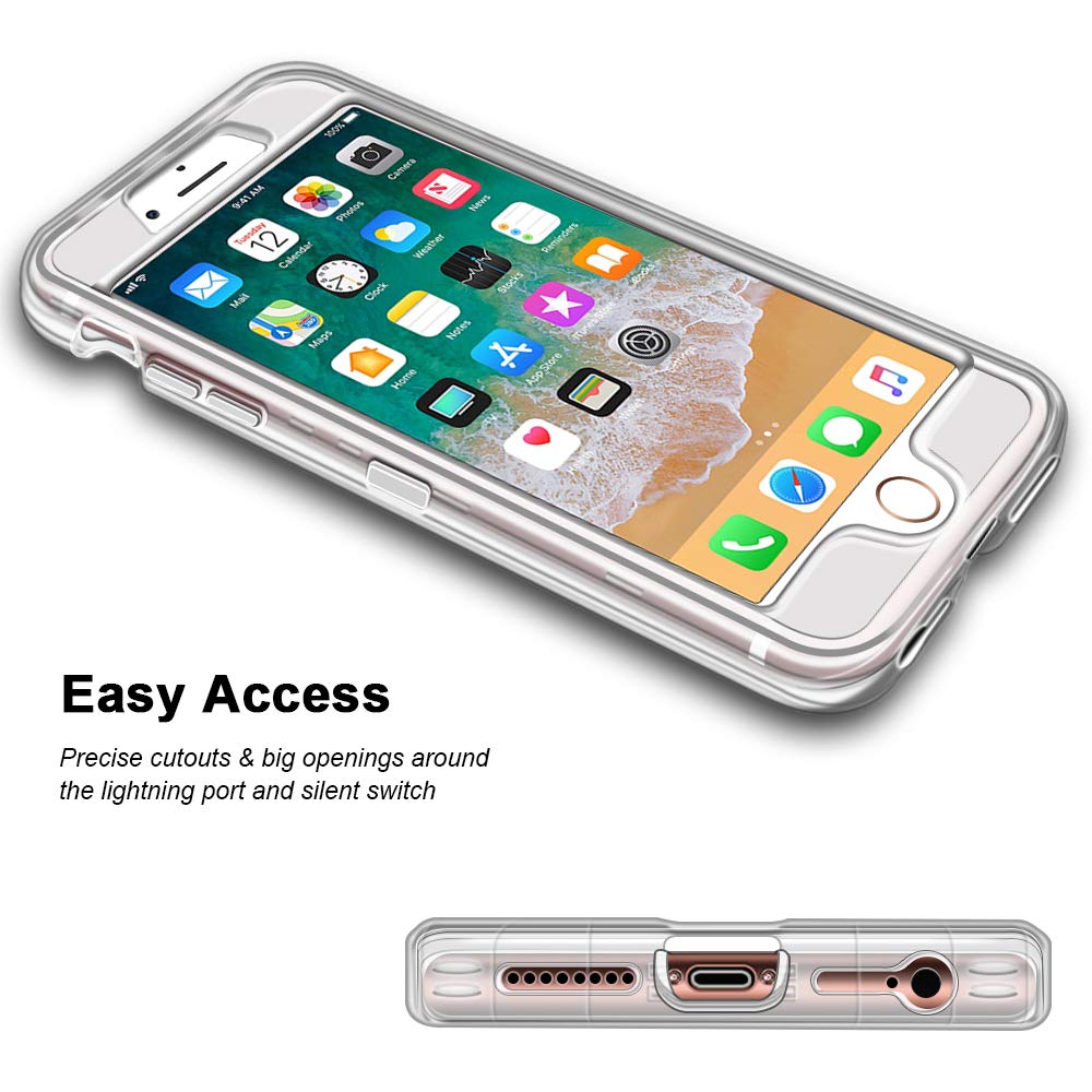 Anuck Case for iPhone 6S Case, for iPhone 6 Case (4.7 inch), Crystal Clear 3 in 1 Heavy Duty Defender Case Shockproof Full-Body Protective Case Hard PC Shell & Soft TPU Bumper Cover - Clear