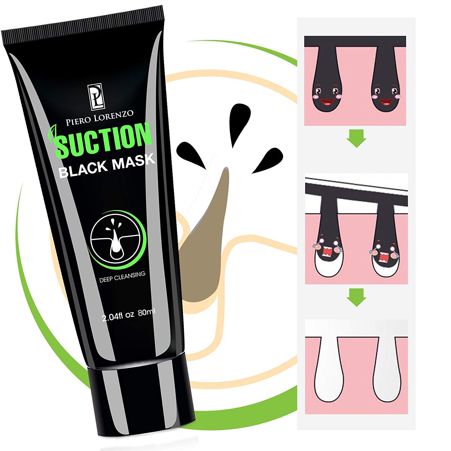 Piero Lorenzo Blackhead Remover Mask, Blackhead Peel Off Mask, Face Mask, Blackhead Mask, Black Mask Deep Cleansing Facial Mask for Face Nose 80g