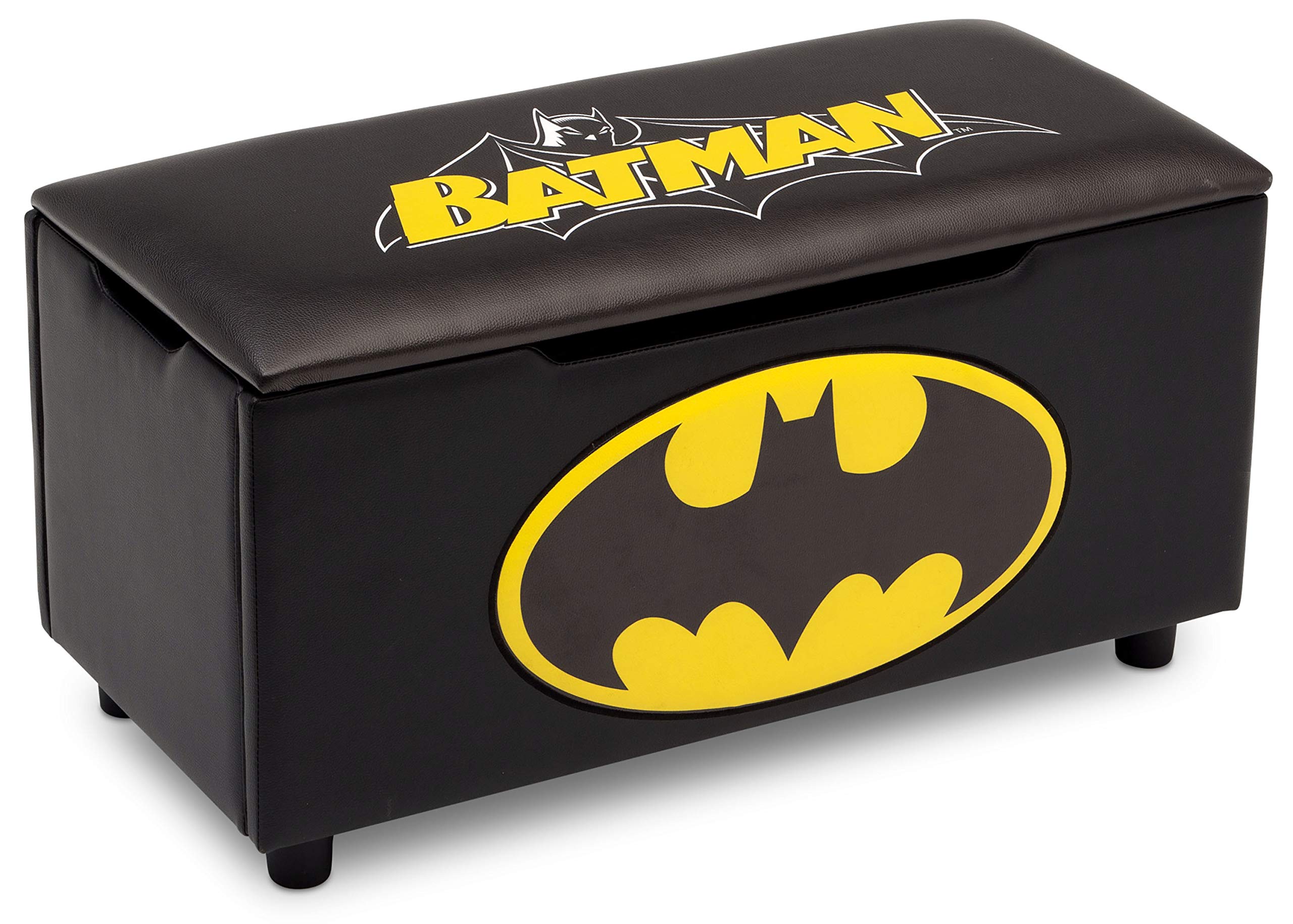 Delta Children DC Comics Batman Upholstered Storage Bench for Kids | Perfect for Bedrooms/Playrooms/Living Rooms | Features Fun Graphics of Batman
