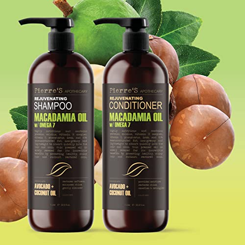 Pierre'S Apothecary Macadamia Oil Hydrating Shampoo for Dry Hair, Renewing Damage Repair, Moisturizing, All Hair Types, 33.8 oz