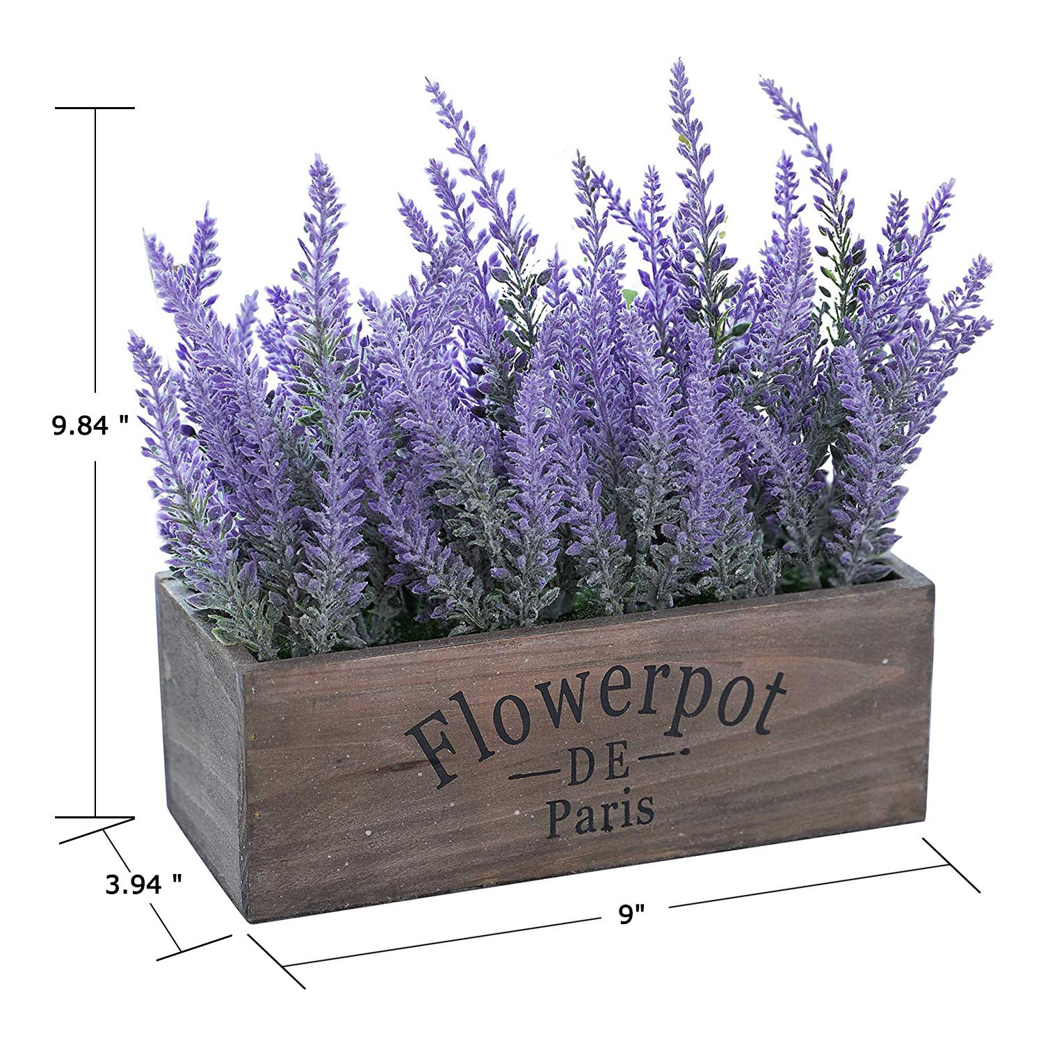 Artificial Mini Potted Flowers Plant Lavender for Home Decor Party Wedding Garden Office Patio Decoration (Wooden Pot)