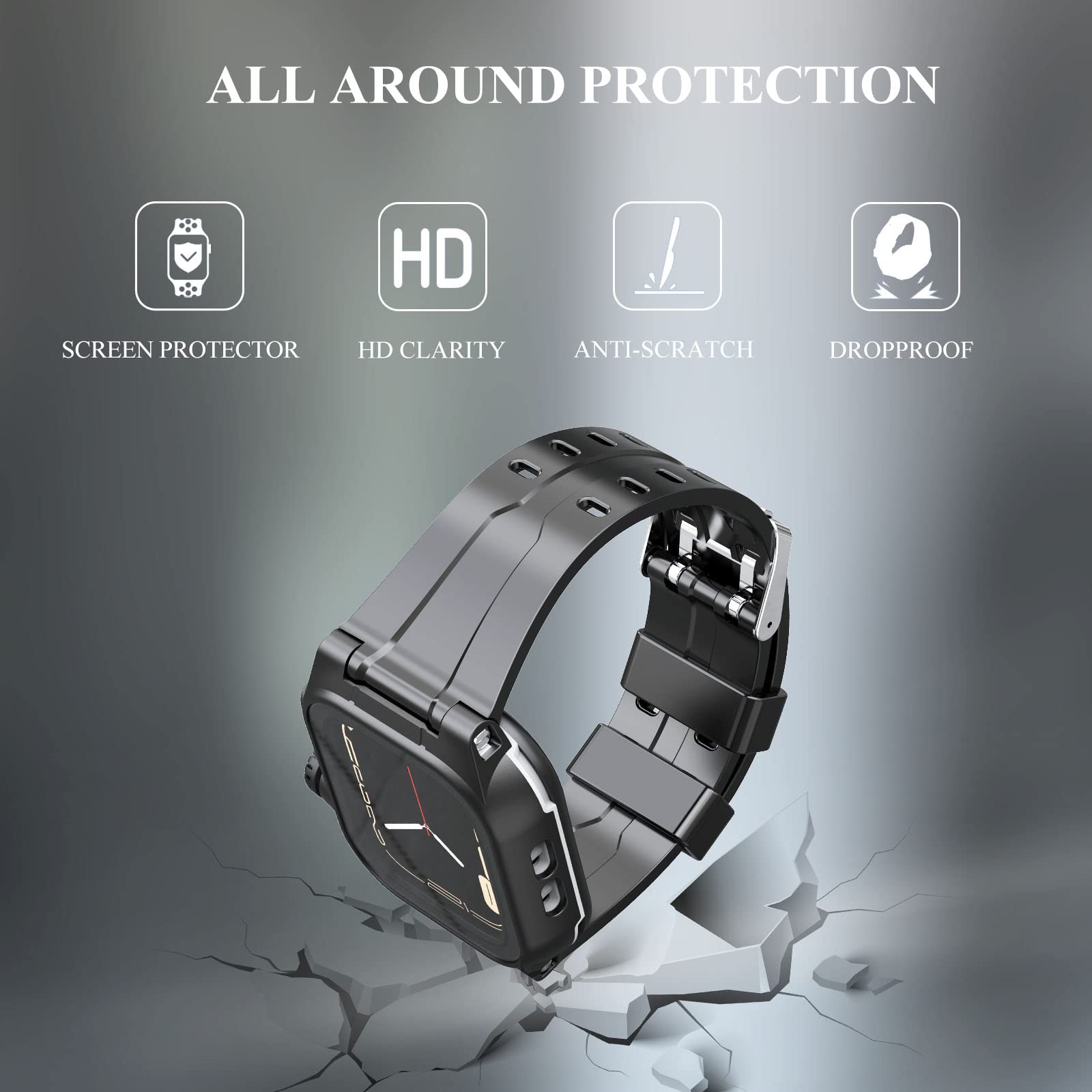 Apple Watch Series 8 7 45mm Waterproof ,Full-body Case with Built-in Screen Protector, Rugged Cover for iWatch S8/S7 45mm