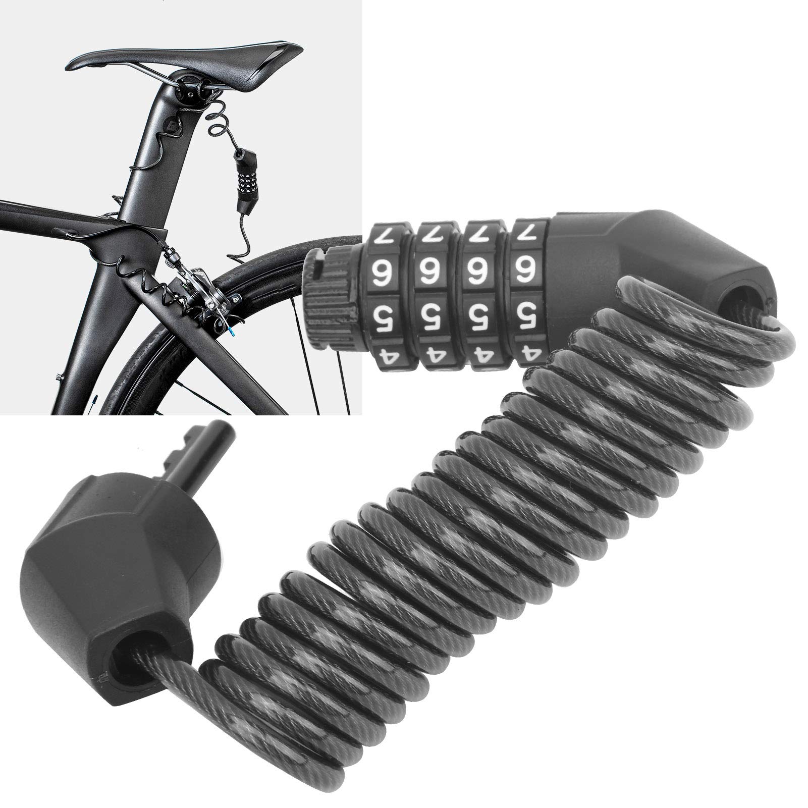 Beaswhca Zinc Alloy and Steel Wire Mini Helmet Lock Motorcycle Mountain Bike Riding Equipment Anti-Theft Code Lock
