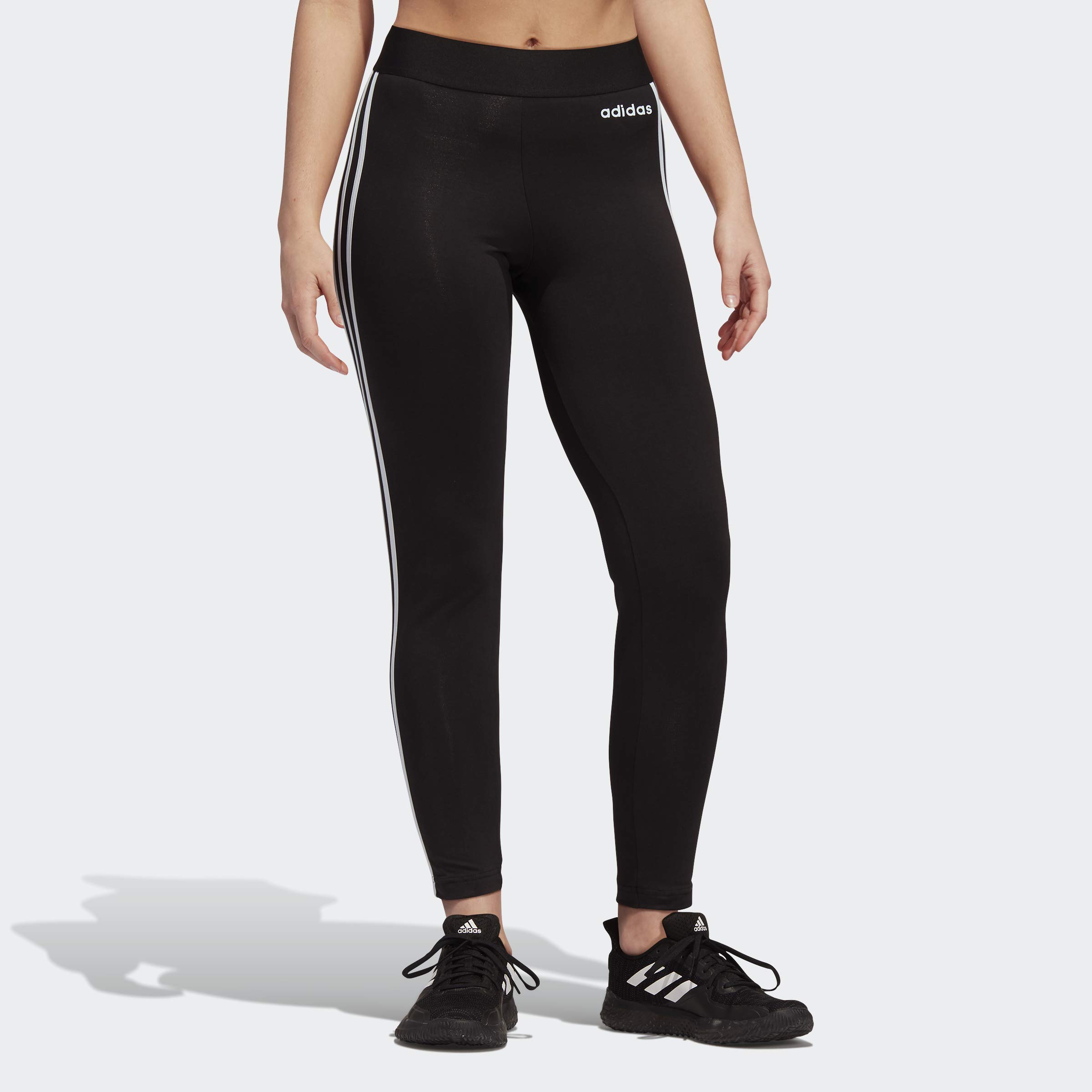 adidas Female Essentials 3-Stripes Tights, Black/Sky Tint,XL